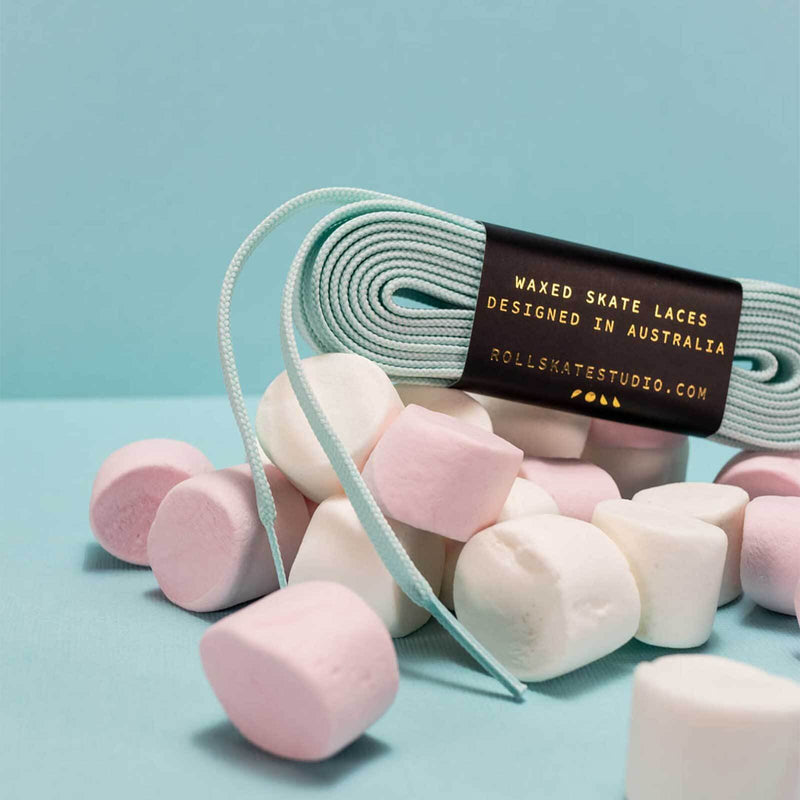 Roll Waxed Skate Laces / Pastel Blue - Shop at Roll Skate Studio