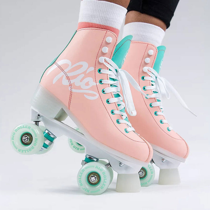 Rio Roller Script Skates / Peach Green - Shop at Roll Skate Studio