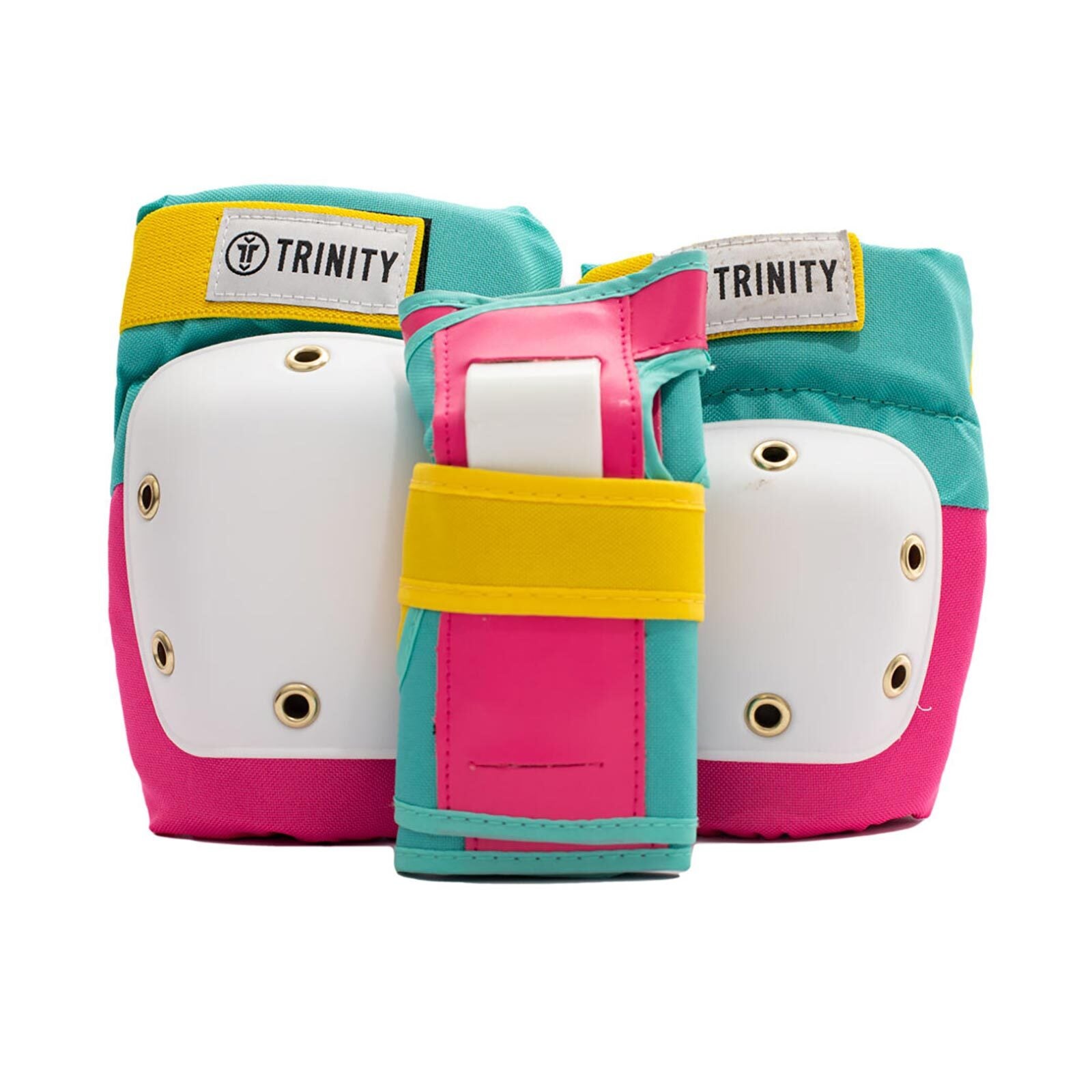 Trinity Protective Tri-Pack / Teal Pink Yellow - Shop at Roll Skate Studio